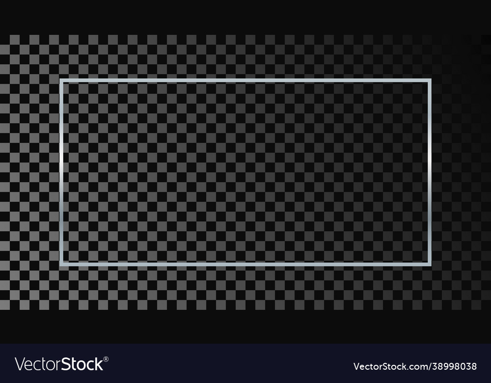 Silver glowing rectangular shape frame Royalty Free Vector