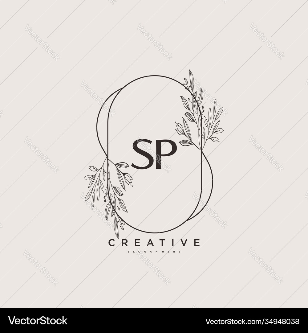 Sp beauty initial logo art handwriting logo Vector Image
