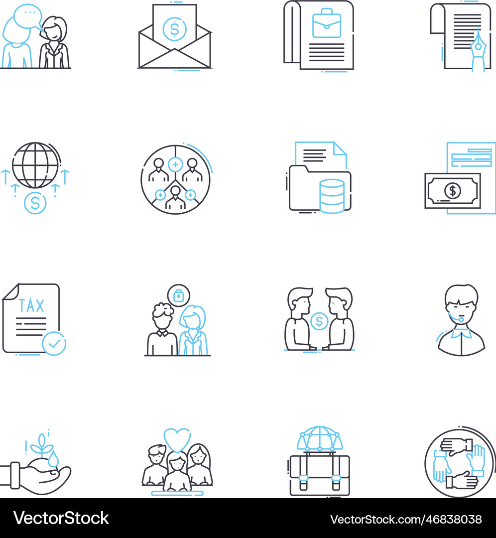 Trading company linear icons set importing Vector Image