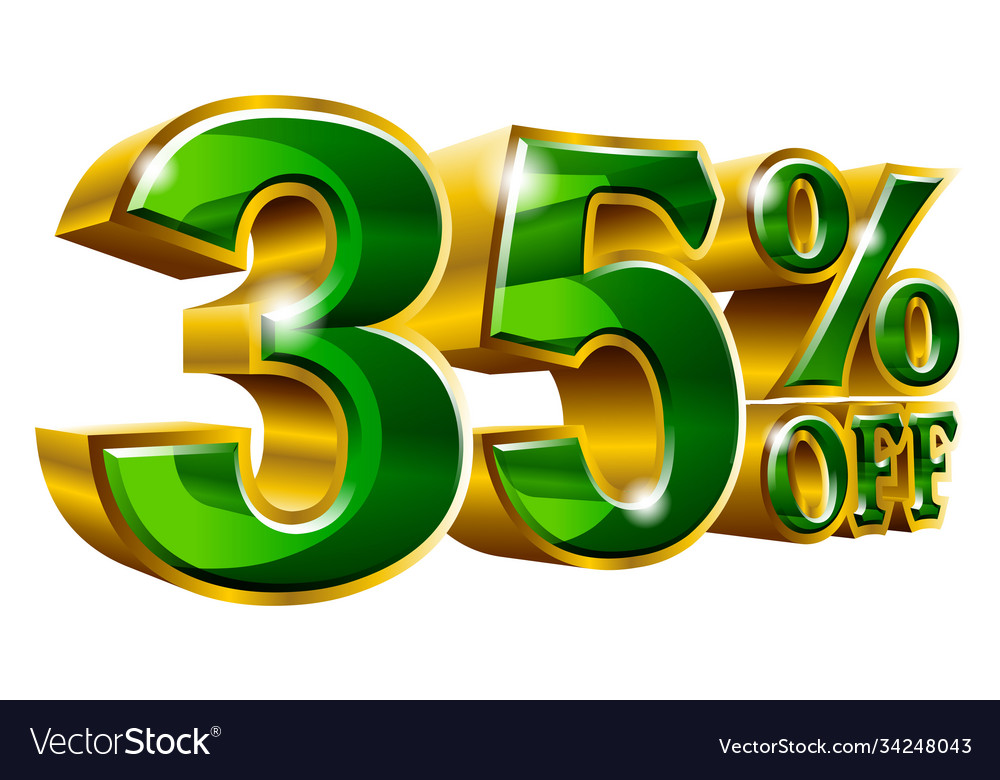 35 Off Thirty Five Percent Off Discount Gold Vector Image
