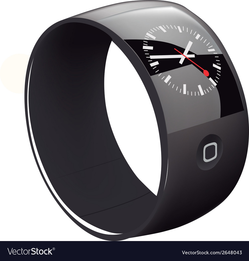 A black wearable smart clock with one button Vector Image