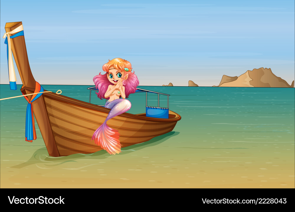 A mermaid at the boat Royalty Free Vector Image