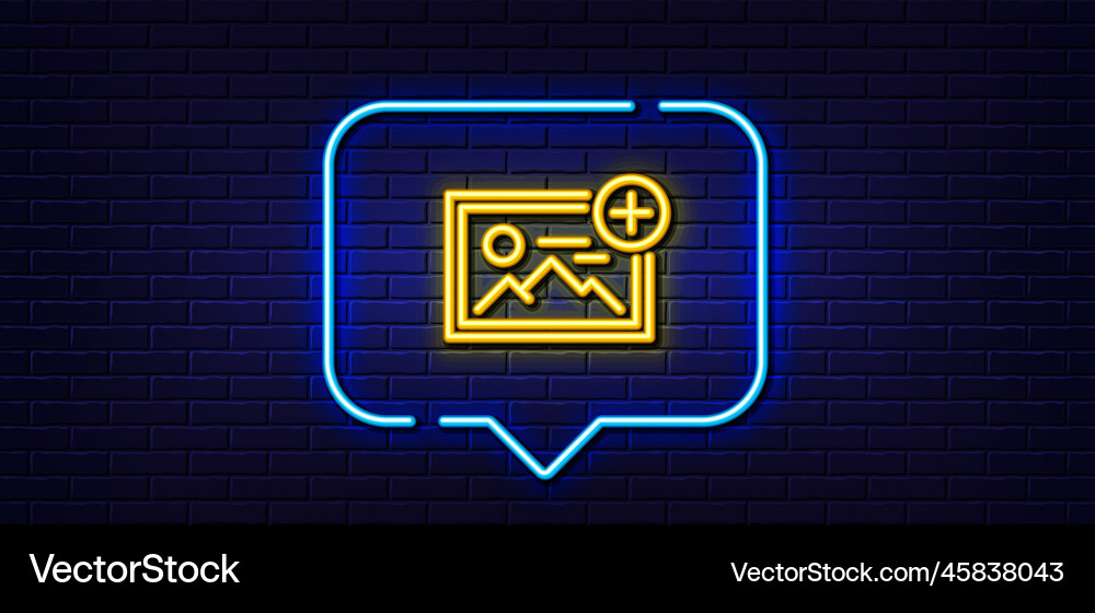 Add photo line icon image thumbnail sign neon Vector Image