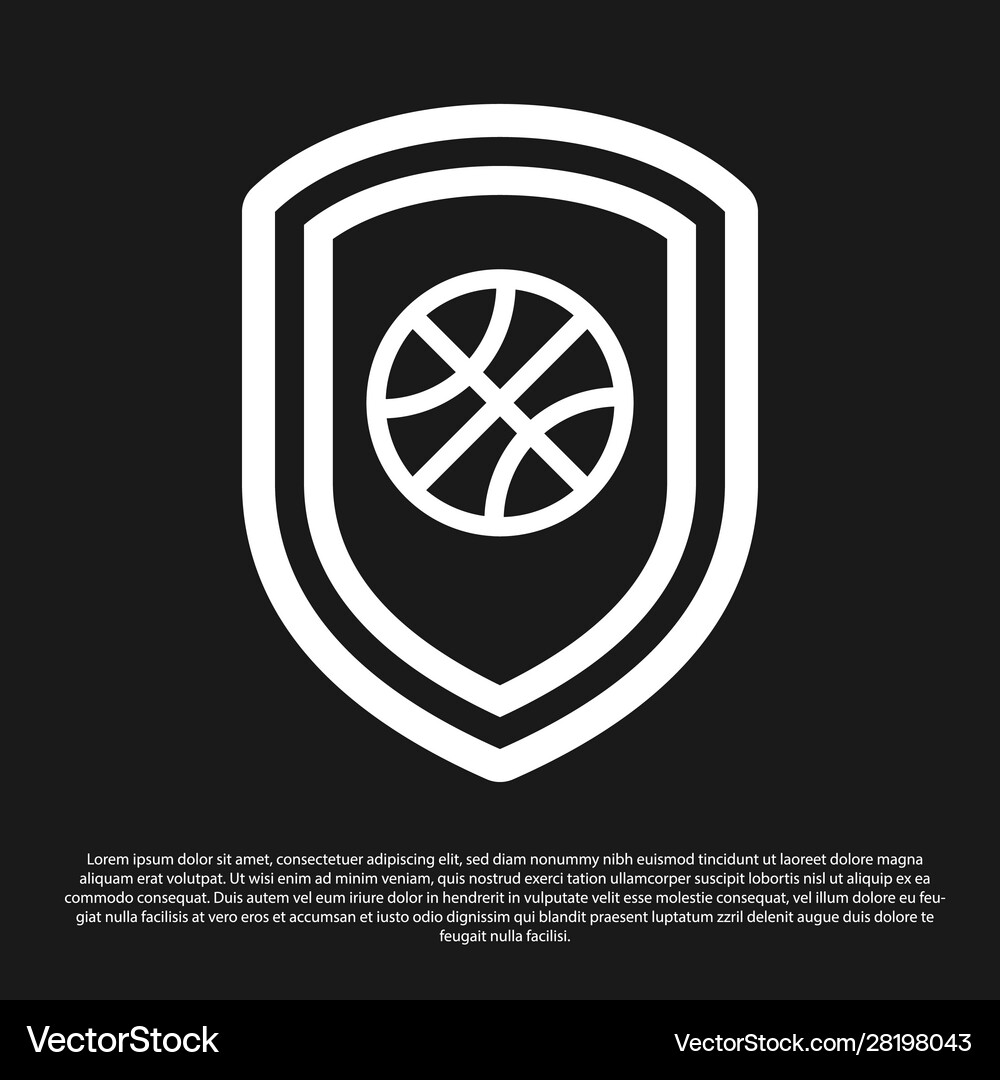 Black shield in basketball ball inside icon Vector Image