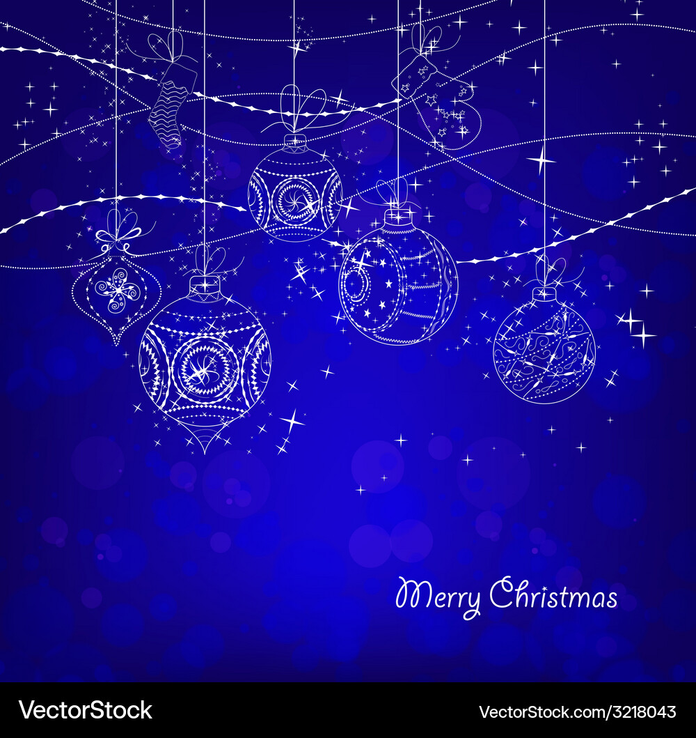 Blue christmas background with christmas ornaments