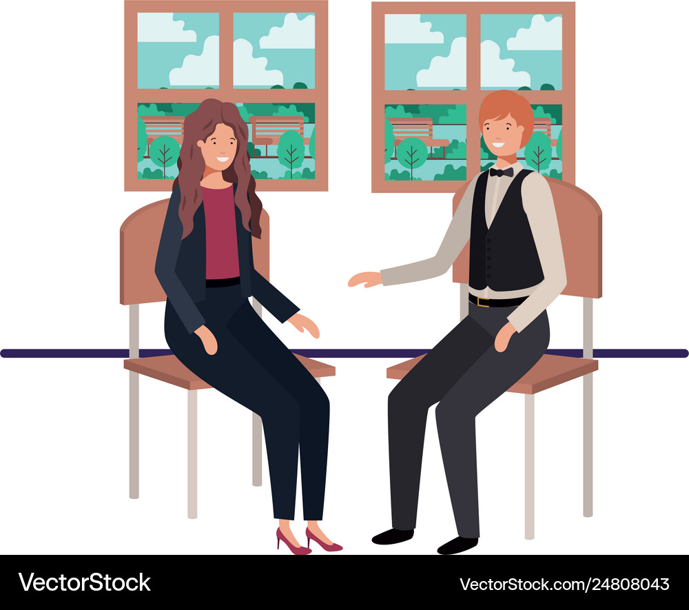Business people sitting with view landscape Vector Image