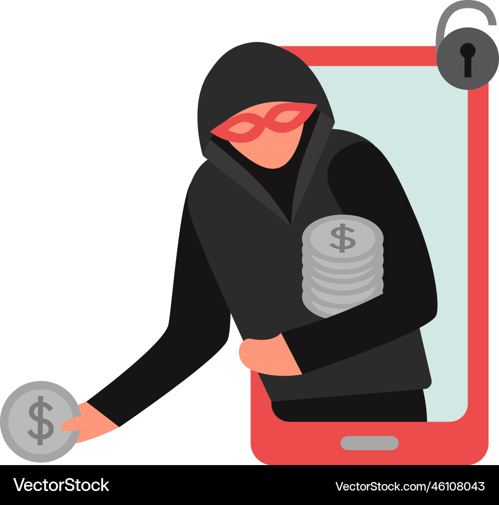 Cyber thief smartphone composition Royalty Free Vector Image