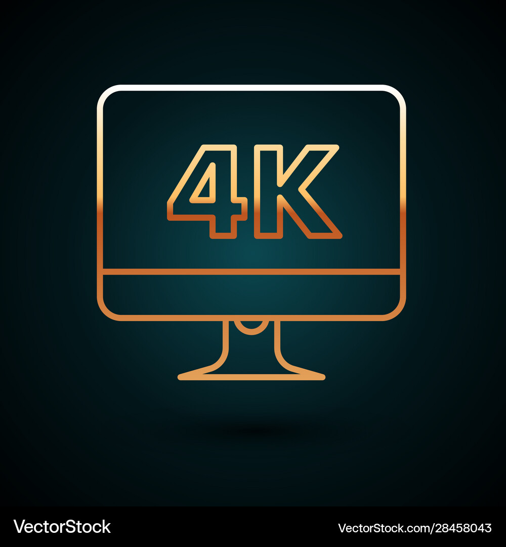 Gold line computer pc monitor display with 4k Vector Image