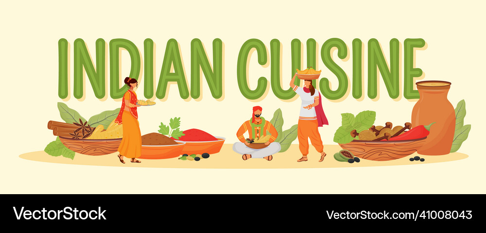 Indian cuisine word concepts flat color banner Vector Image