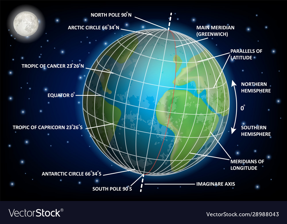 Latitude And Longitude Diagram Educational Vector Image