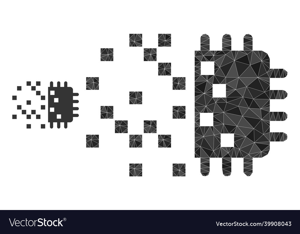 Lowpoly digital chip generation icon Royalty Free Vector