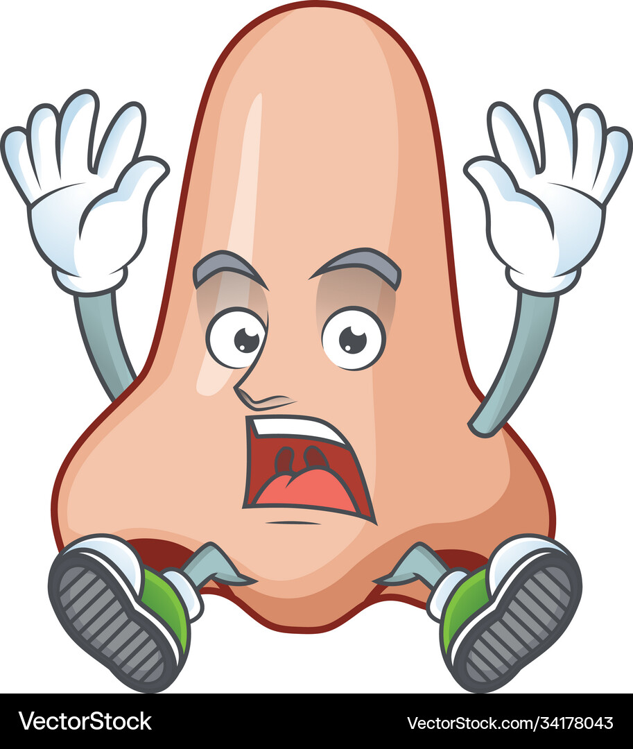 Nose cartoon character showing shocking gesture Vector Image