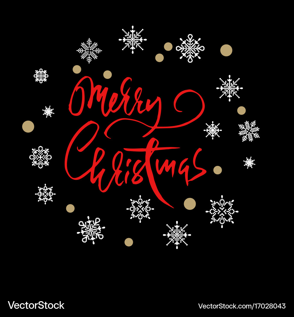 Red handwritten calligraphic inscription merry Vector Image