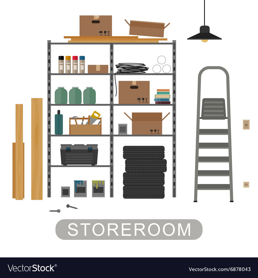 Storeroom interior on white background Royalty Free Vector