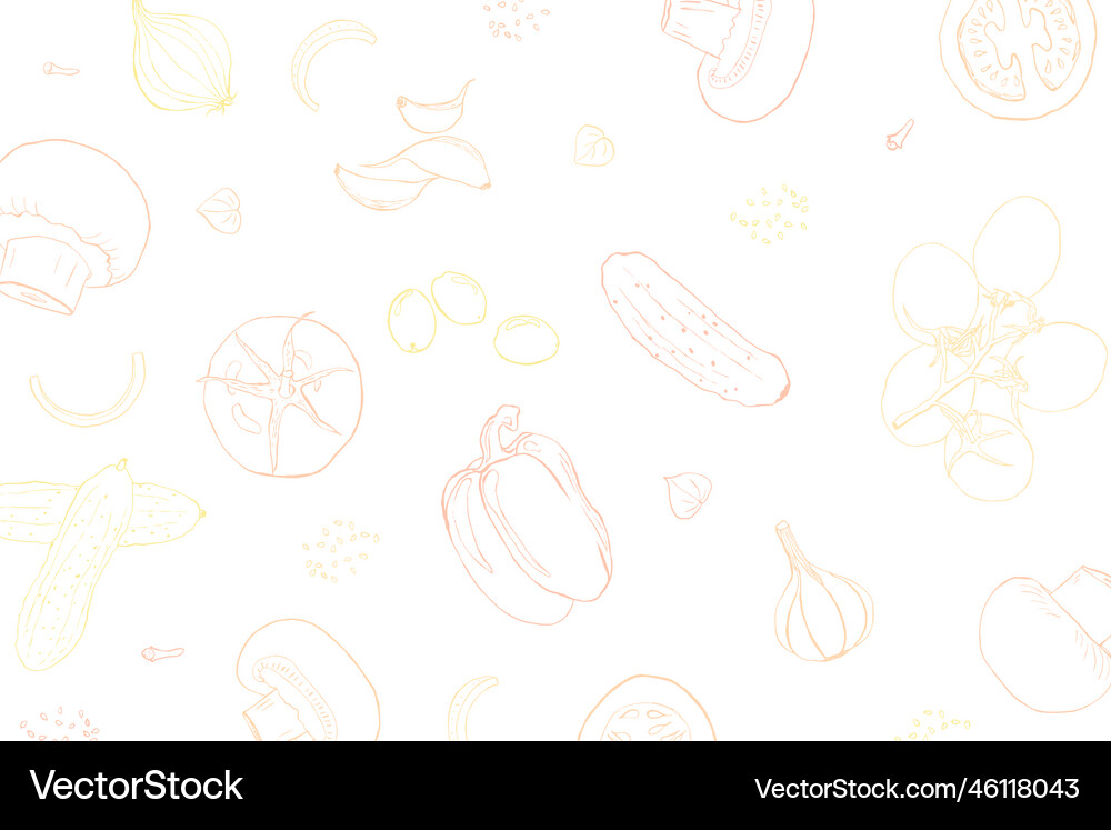 Vegetable sketch style line art neutral colors Vector Image