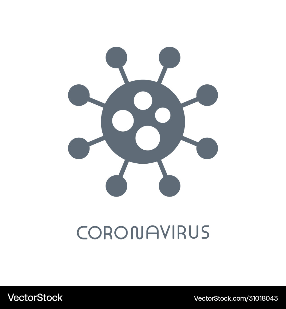 Virus cartoon icon with minimalistic inscription Vector Image