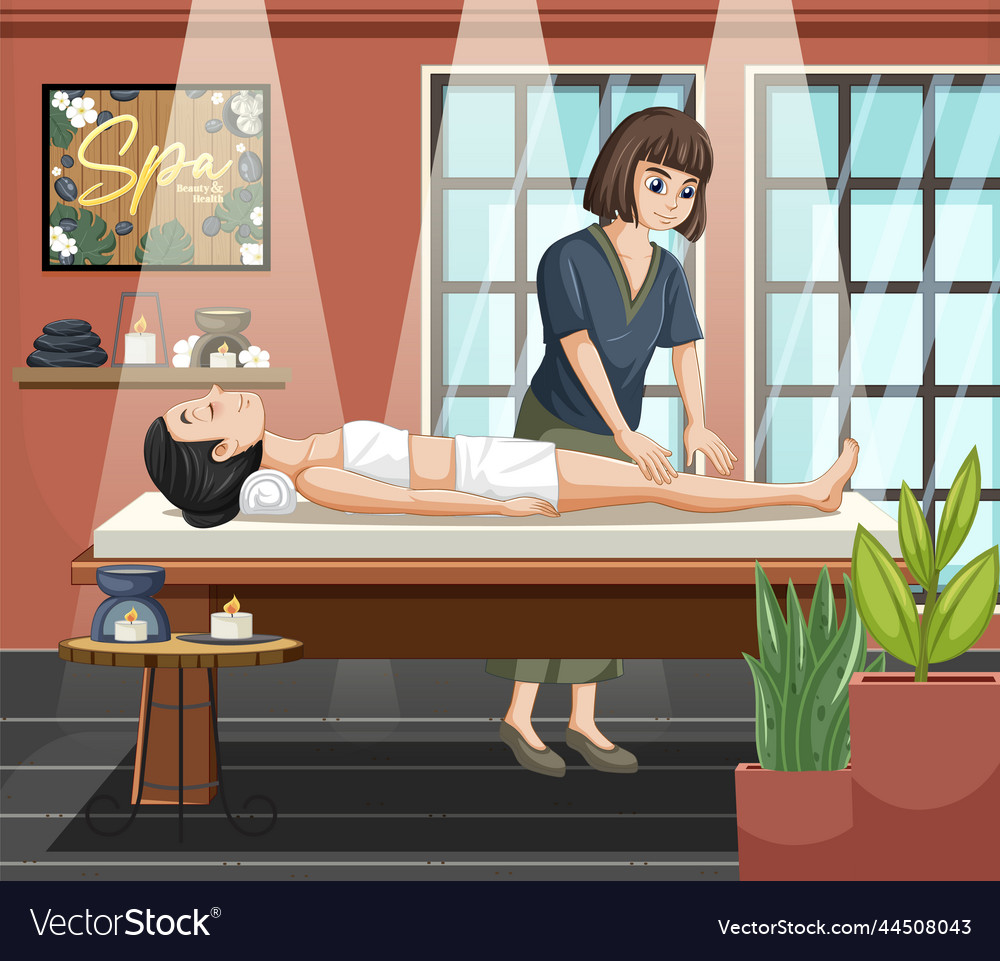 Woman gets body massage spa Royalty Free Vector Image