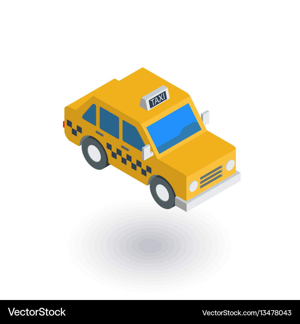 Yellow taxi car isometric flat icon 3d Royalty Free Vector