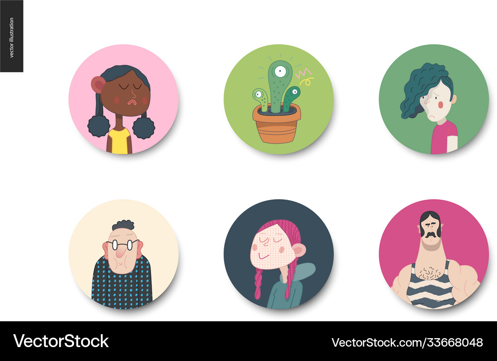 Bright characters portraits set - round avatars Vector Image