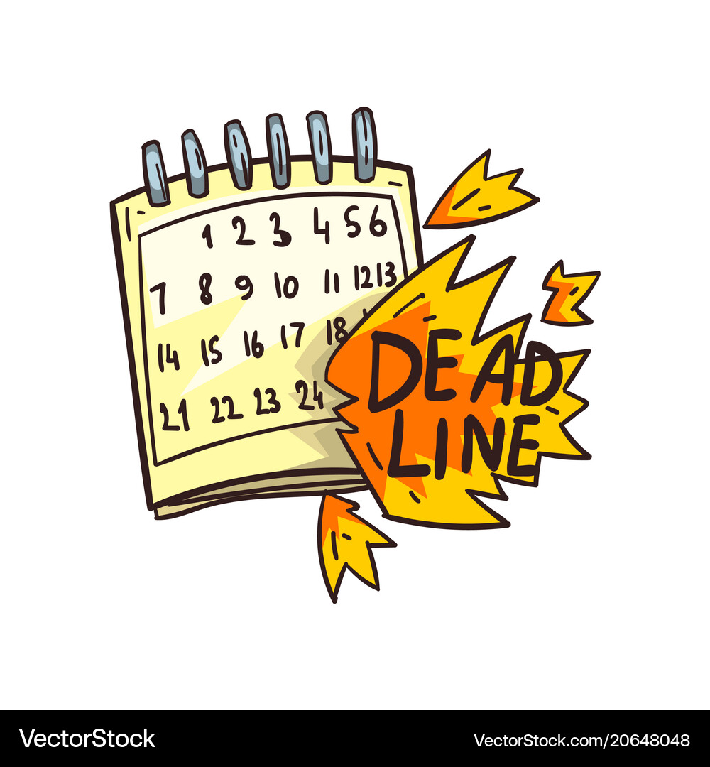 Calendar and deadline word in fire time limit Vector Image