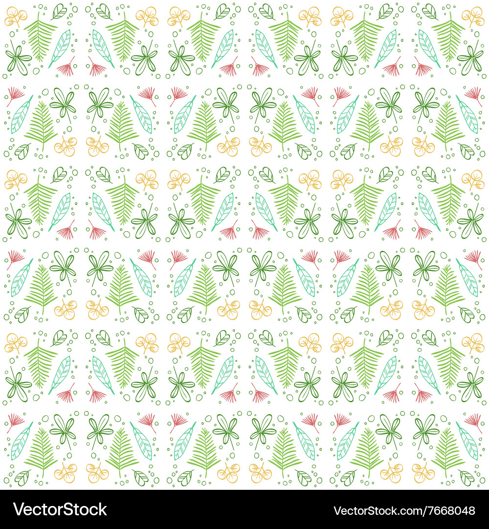 Doodle leaf seamless pattern background Royalty Free Vector