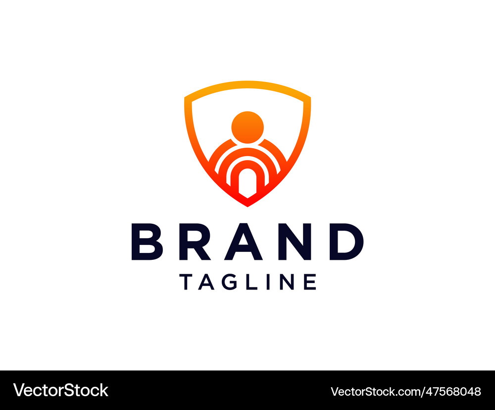 Family protection logo orange shield icon Vector Image