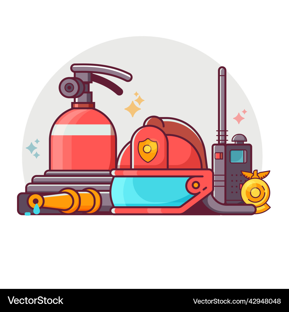 Fire department icon with fighter equipment Vector Image