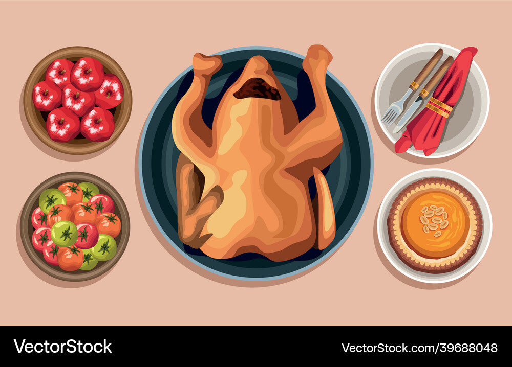 Five thanksgiving food icons Royalty Free Vector Image