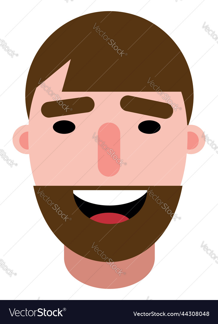 Happy man with brown hair and beard on a white Vector Image