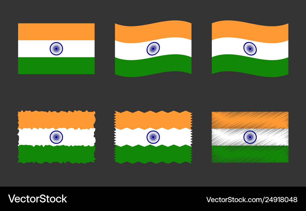 India flag set official colors and proportion Vector Image