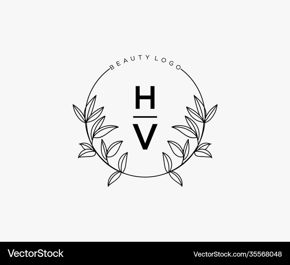 Initial hv letters beautiful floral feminine Vector Image