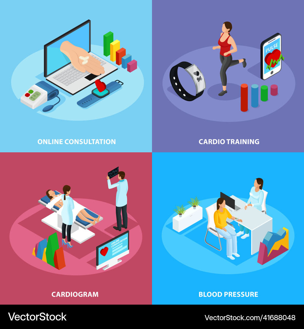 Isometric digital medical treatment concept Vector Image