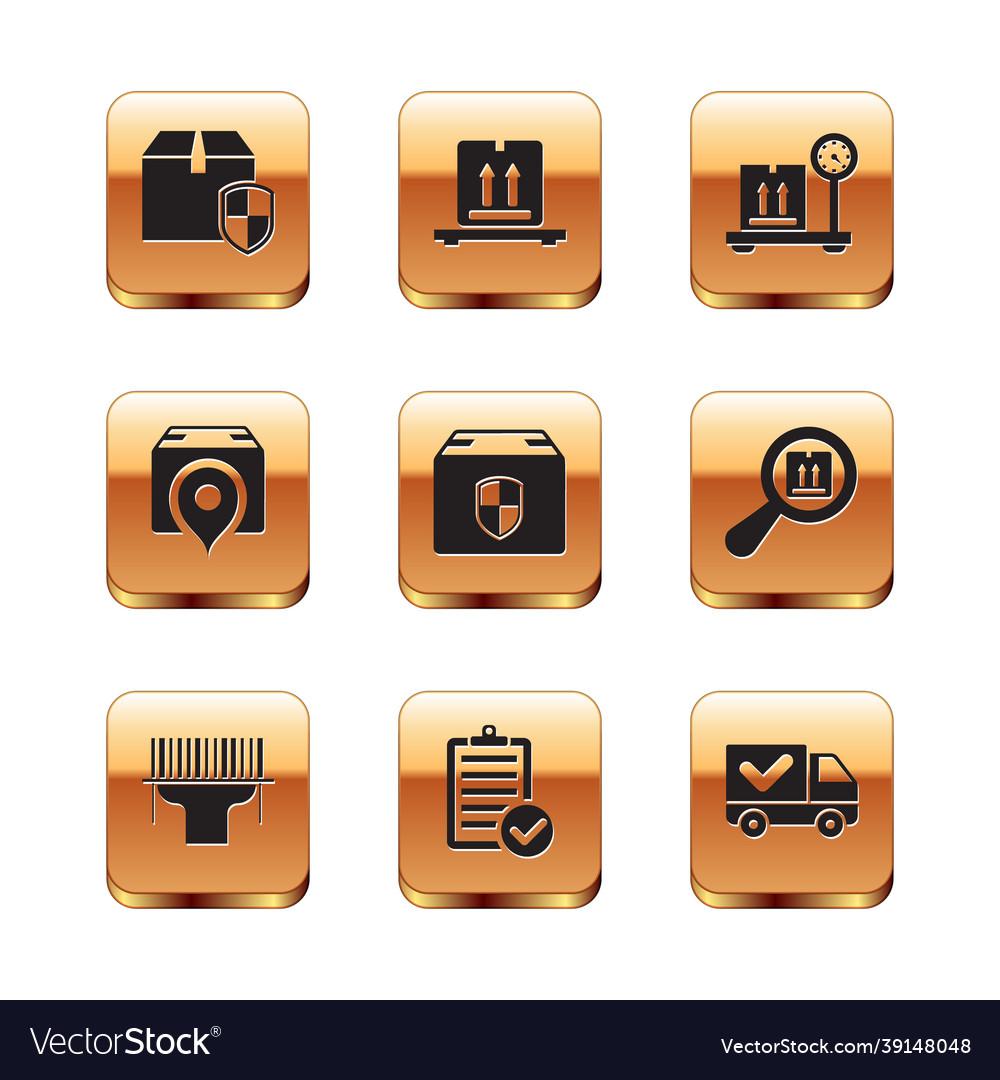 Set delivery box security shield scanner scanning Vector Image