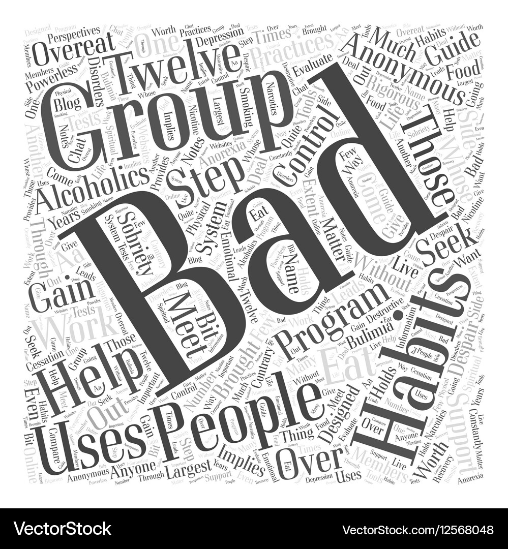 Support Groups for People with Bad Habits Word Vector Image