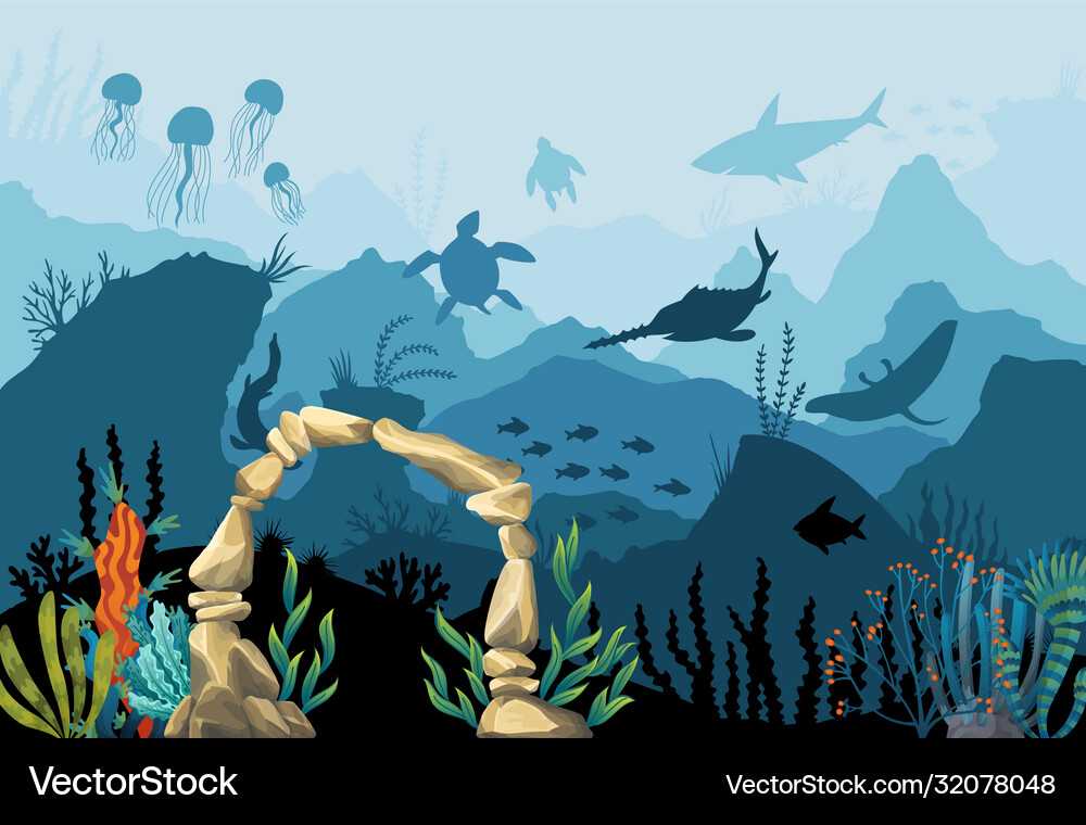 Underwater sandstone arch natural underwater Vector Image