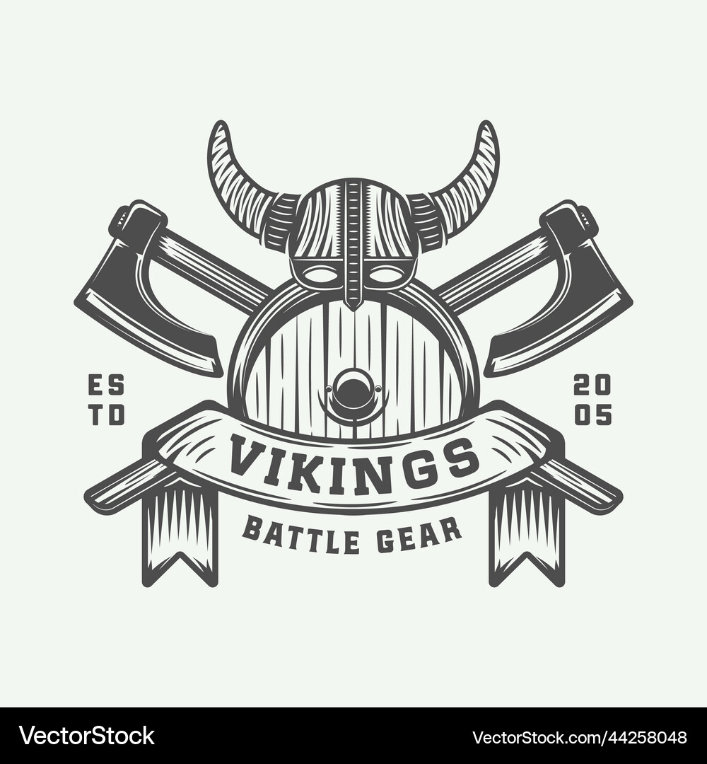 Vintage vikings motivational logo label emblem Vector Image