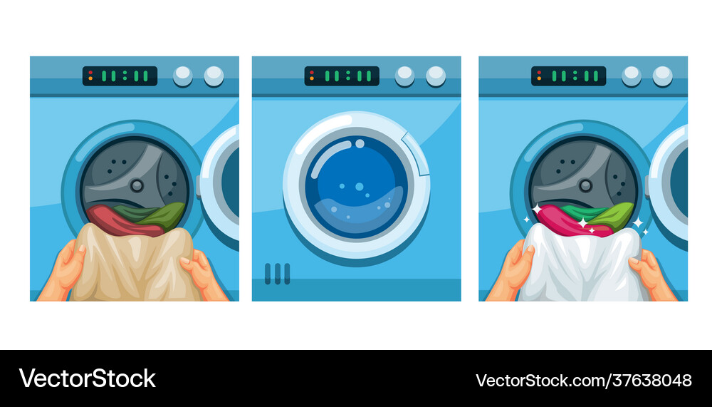 Washing machine instruction dirty and clean cloth Vector Image