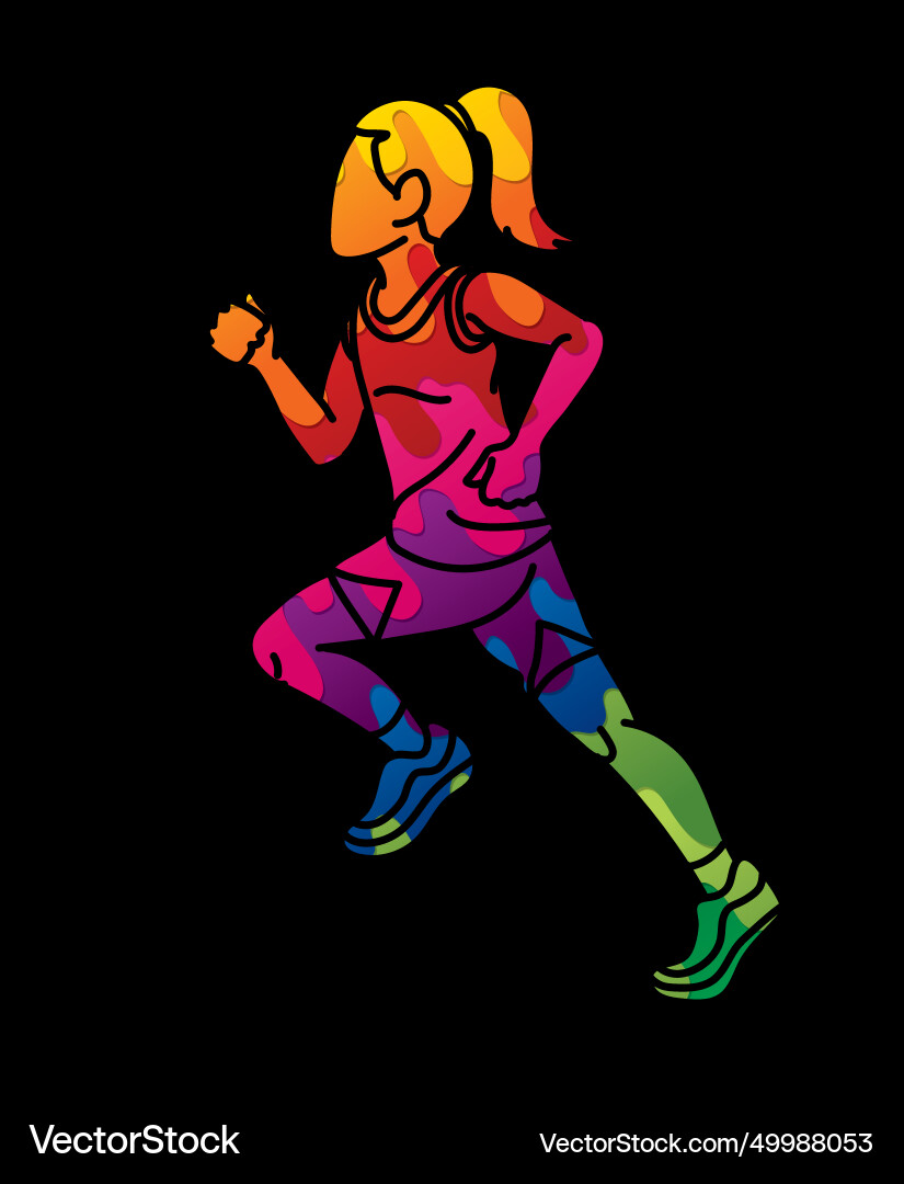 A girl start running action jogging movement Vector Image