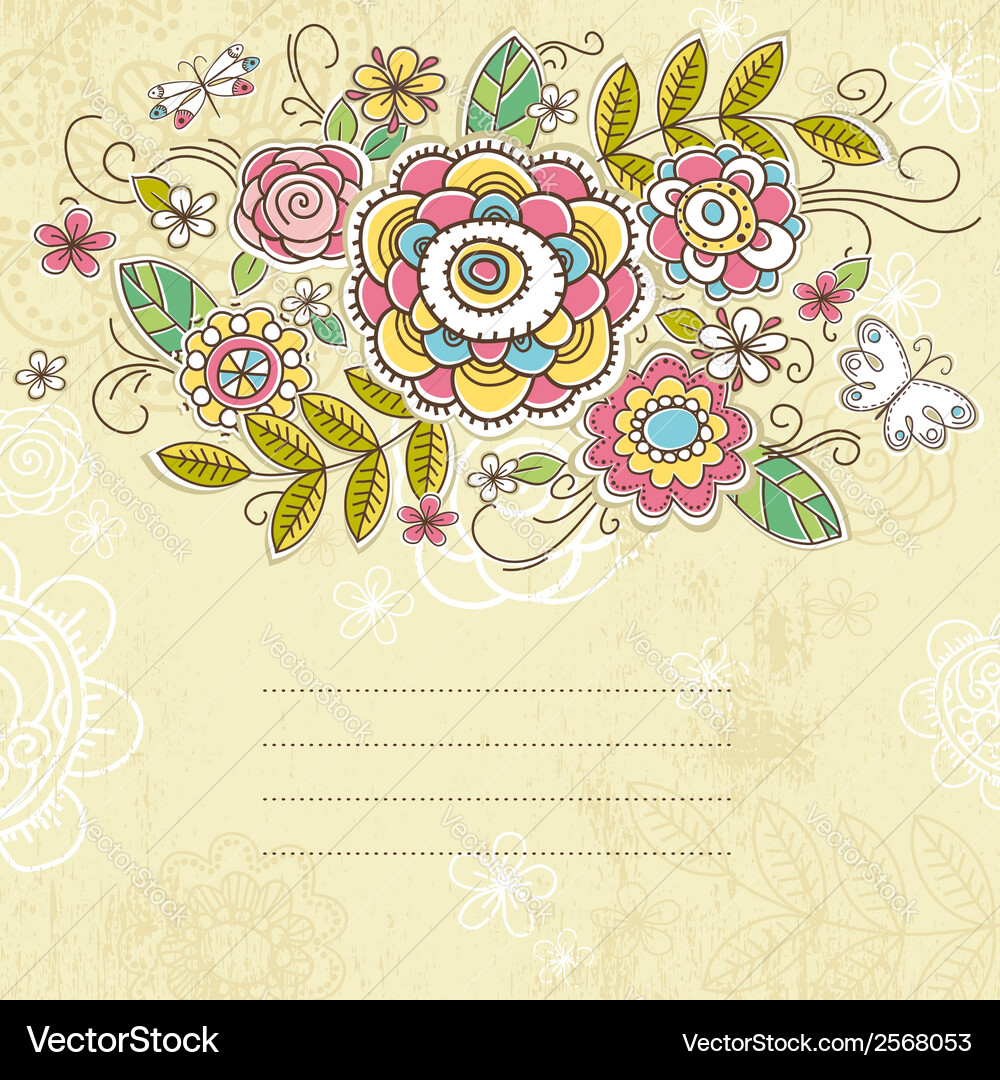 Background of hand draw flowers Royalty Free Vector Image
