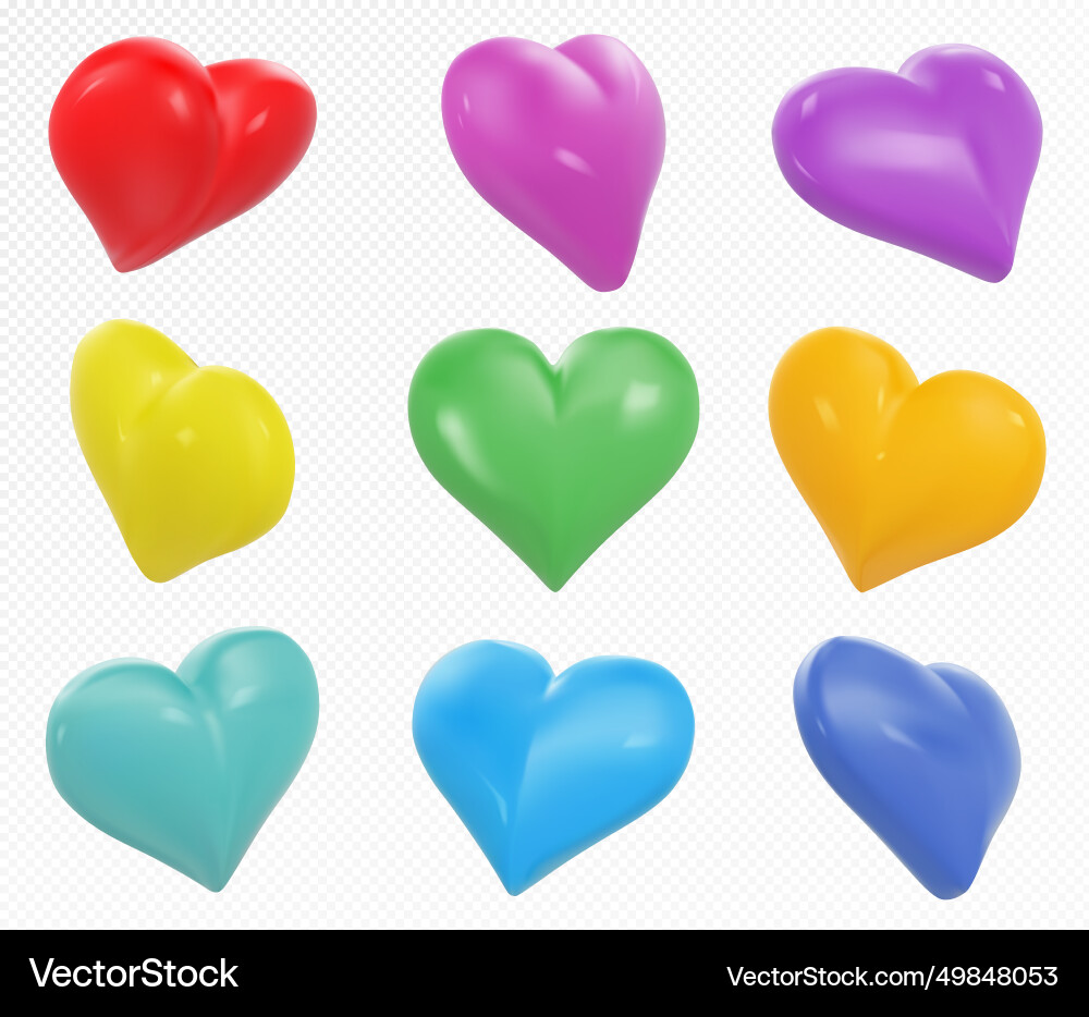 Color hearts set isolated on w Royalty Free Vector Image