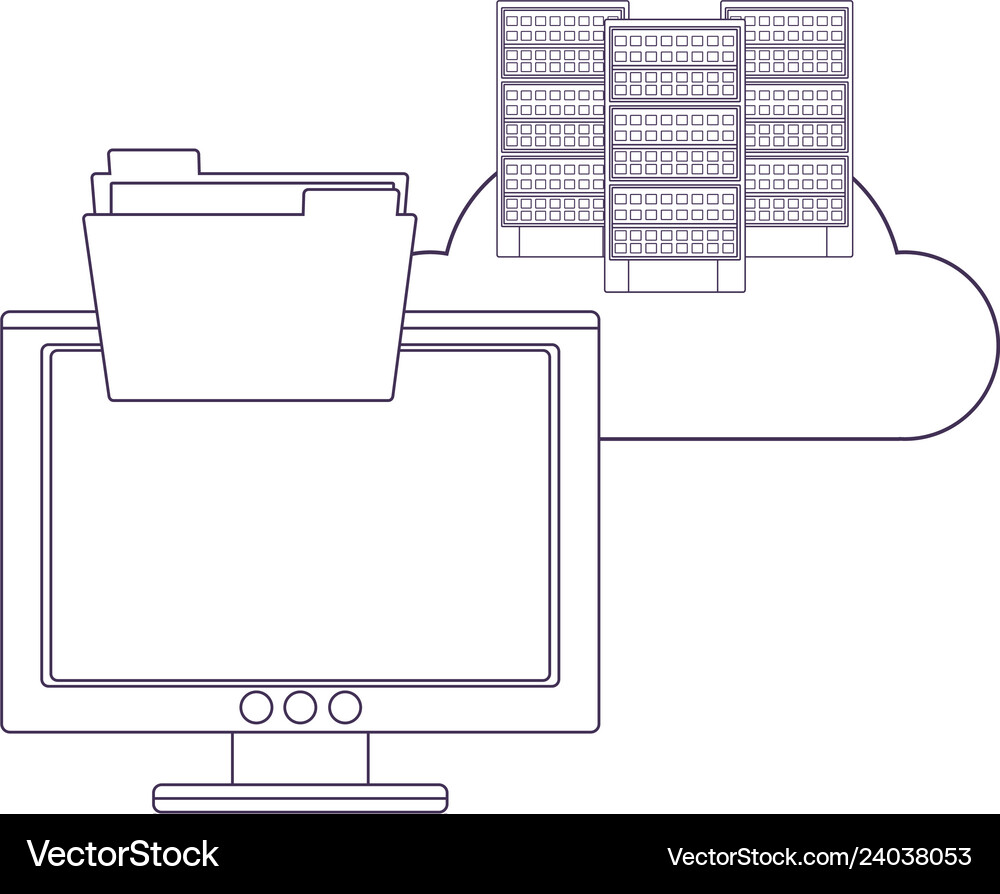 Computer with cloud Royalty Free Vector Image - VectorStock
