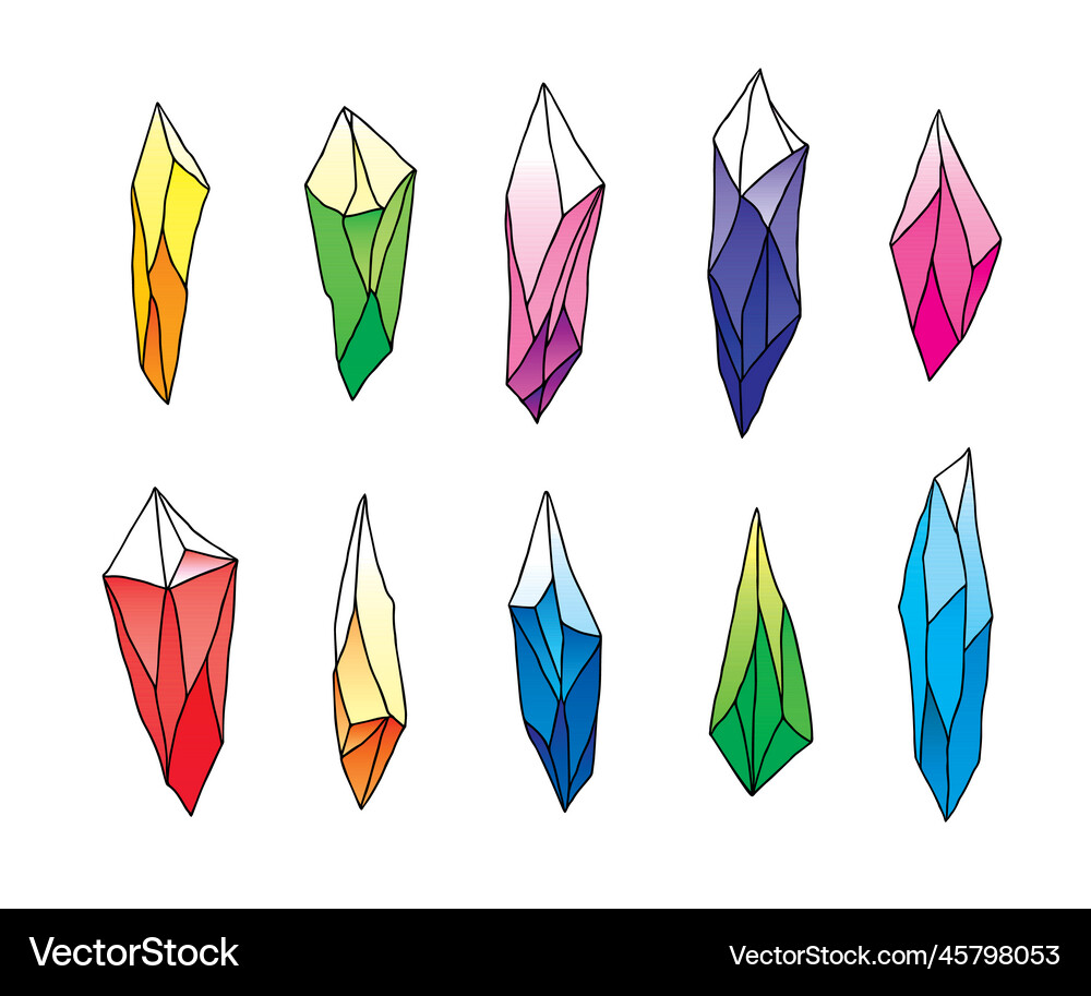 Crystals and natural minerals collection Vector Image