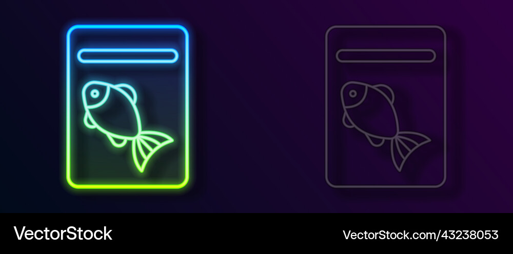 Glowing neon line served fish on plate icon Vector Image