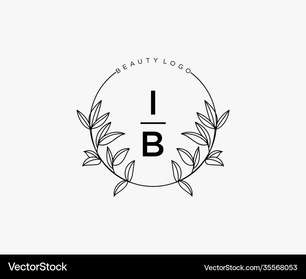 Initial ib letters beautiful floral feminine Vector Image