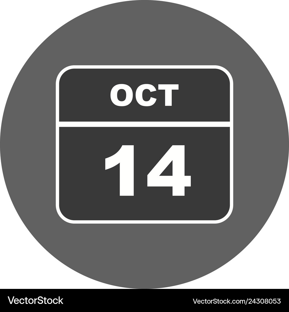 October 14th date on a single day calendar Vector Image