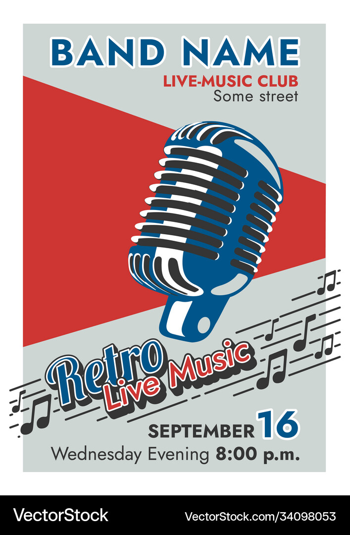 Retro live music - easily editable poster Vector Image