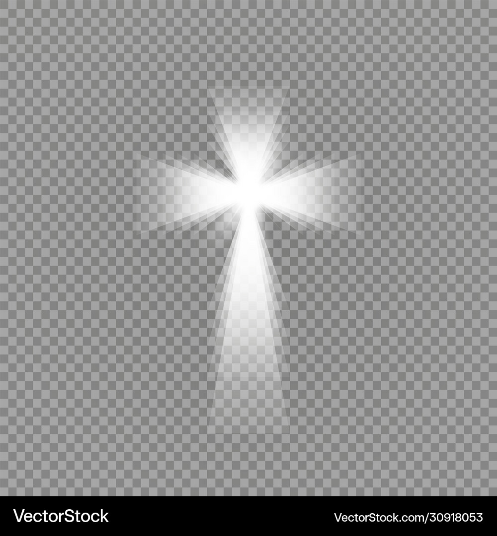 Shining white cross and sunlight special lens Vector Image