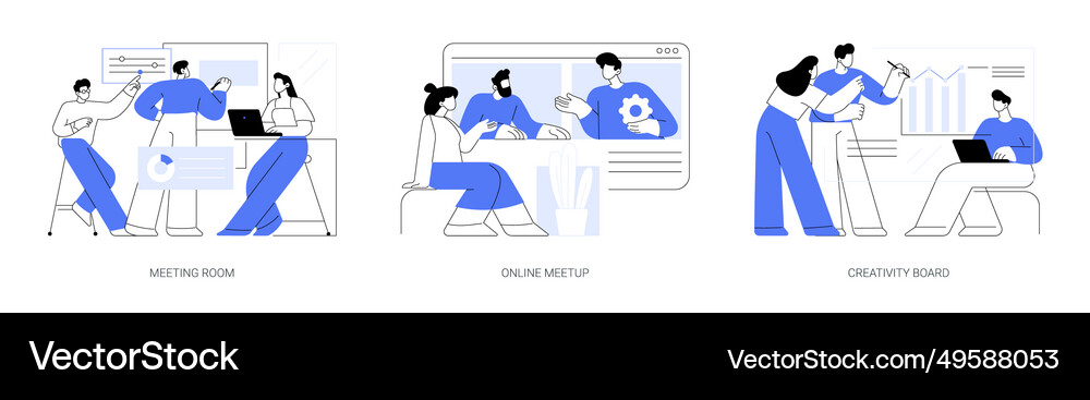 Teamwork at the office isolated cartoon Royalty Free Vector