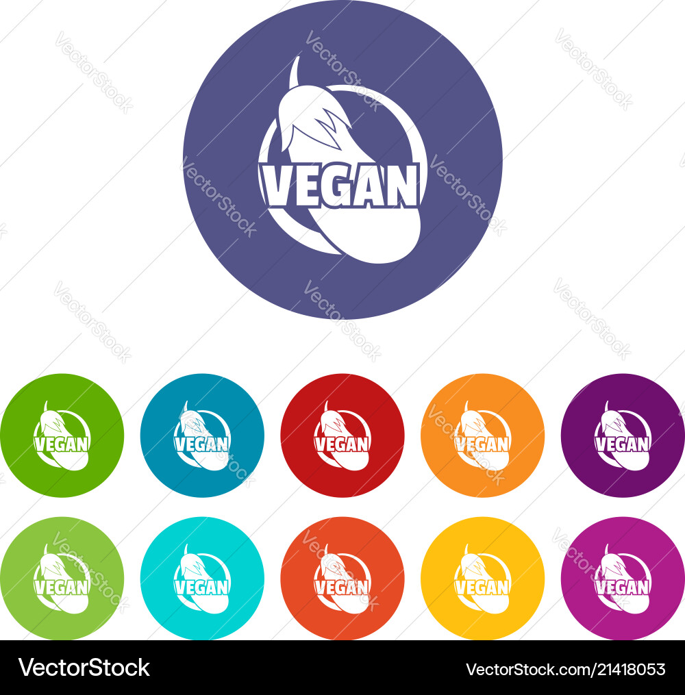 Vegan icons set color Royalty Free Vector Image