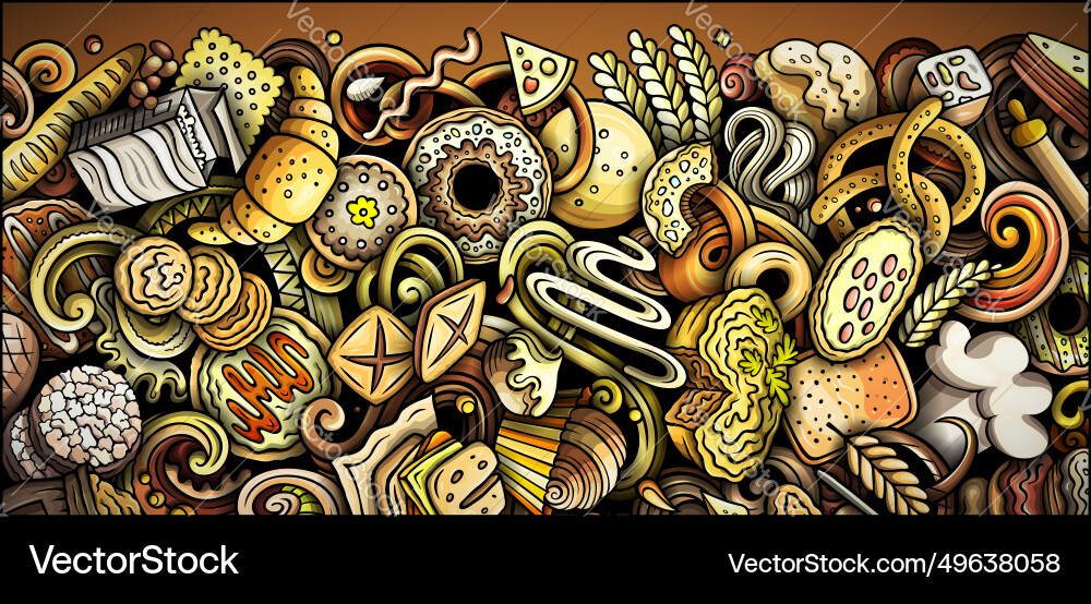 Cartoon doodle bakery banner background Royalty Free Vector
